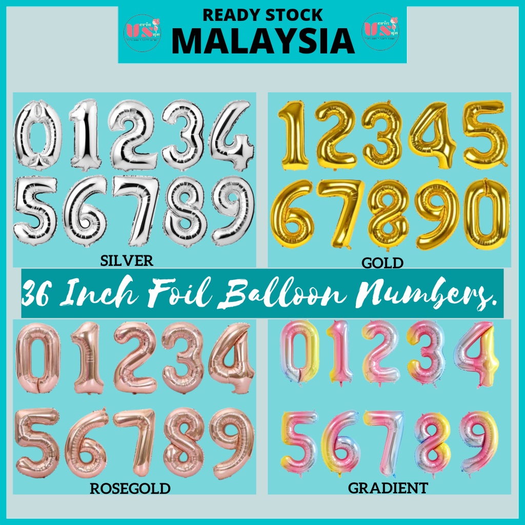 [32 Inch] Aluminium Foil Balloon Numbers Anniversary Birthday Party ...