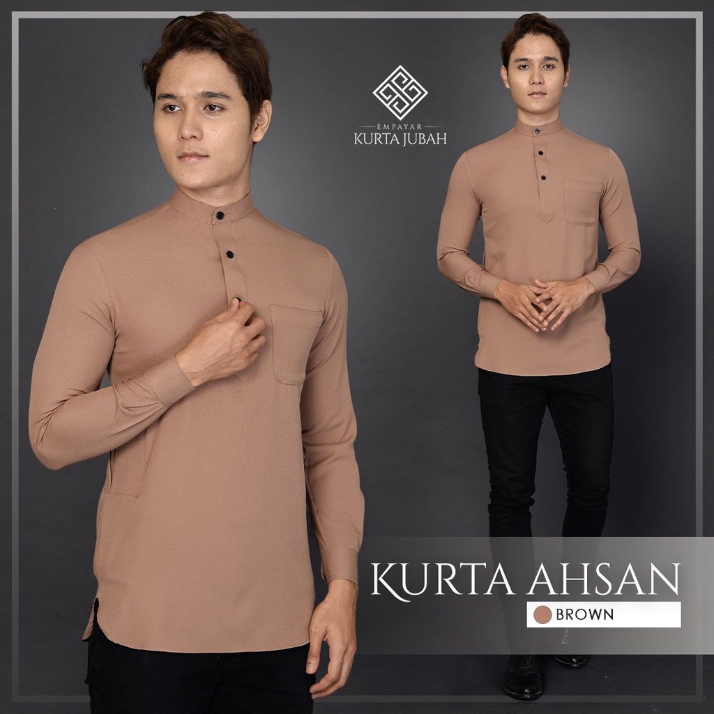 KURTA SLIM FIT AHSAN KURTA RAYA KURTA LELAKI DEWASA | Shopee Malaysia