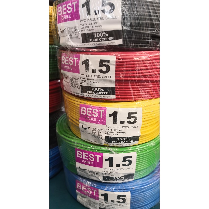 100% PURE COPPER 1.5mm / 2.5mm ELECTRIC PVC CONTROL CABLE / PVC SINGLE ...
