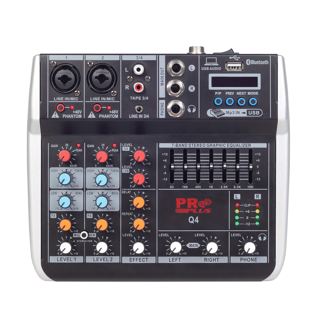 PROPLUS Q4 New Analog Mixer With Bluetooth/USB Q-4 Q 4 (New Product In Thailand Center/Can Issue ...