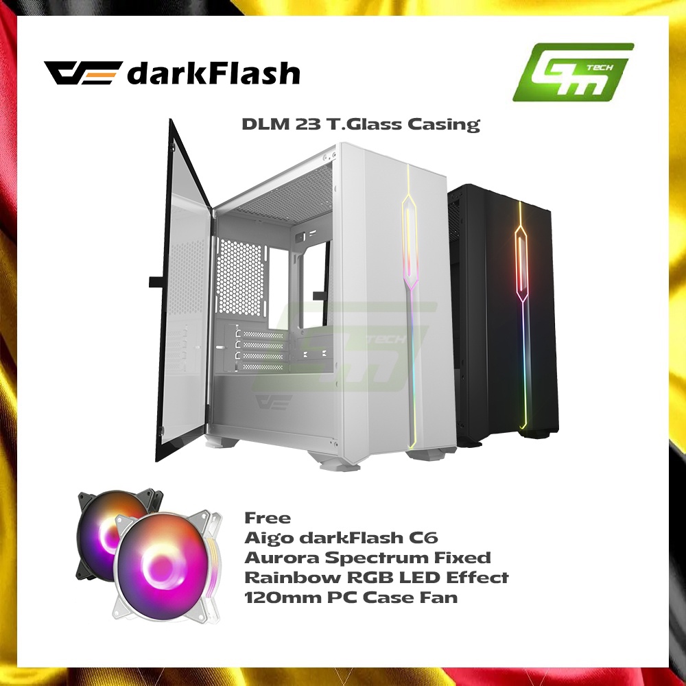 Aigo darkFlash DLM23 mATX RGB Magnetic Hinged Tempered Glass Chassis ...