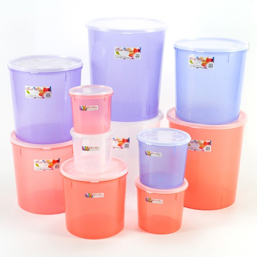 BESTWARE Colored Plastic Multipurpose Round Container/Bekas Plastic ...
