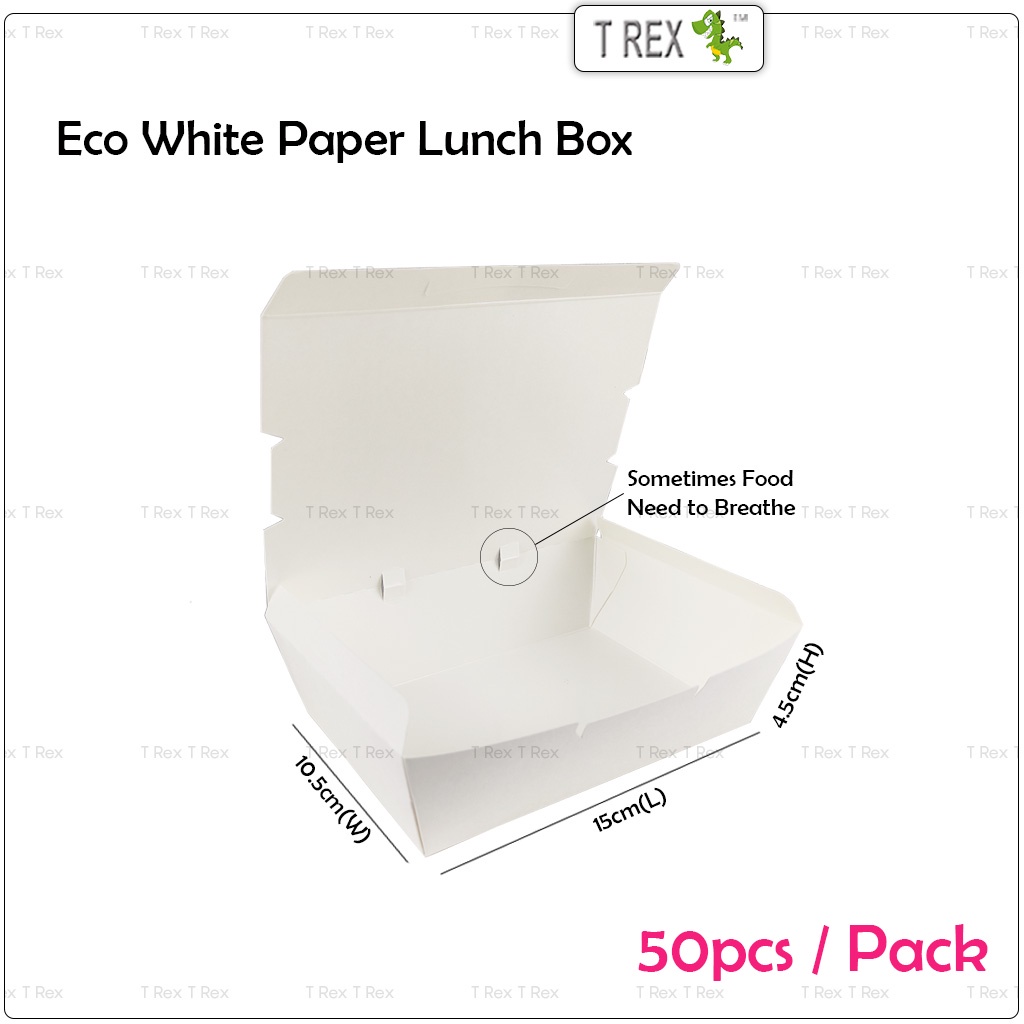 50pcs T Rex Eco Disposable Paper Lunch Box / Take Away Food Delivery ...