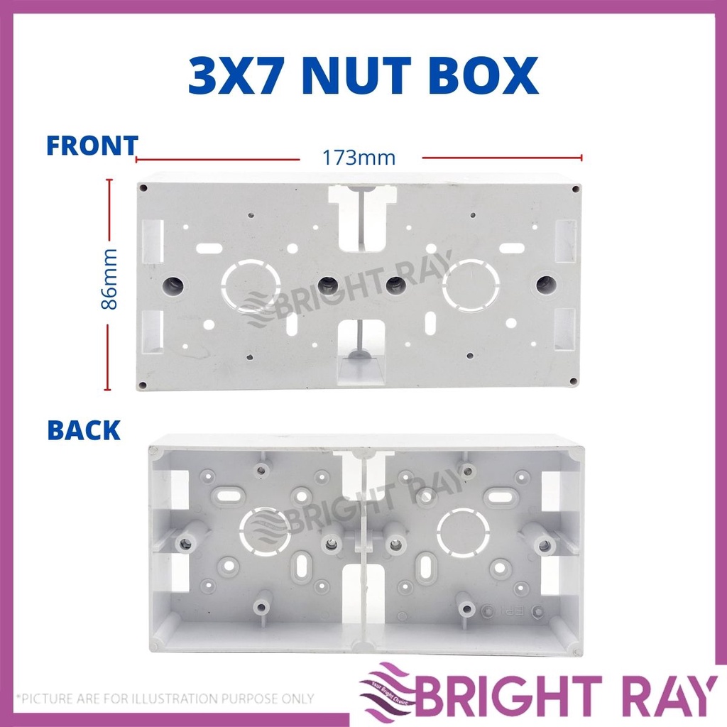 PVC Nut Box Switch Base/ Surface Mounted Switch Base/ Tapak Pelindung ...