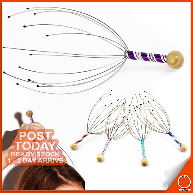 𝐎𝐂𝐓𝐔𝐏𝐔𝐒 Steel Scalp Therapeutic Head Massager Hand Held Scratcher Relax ...