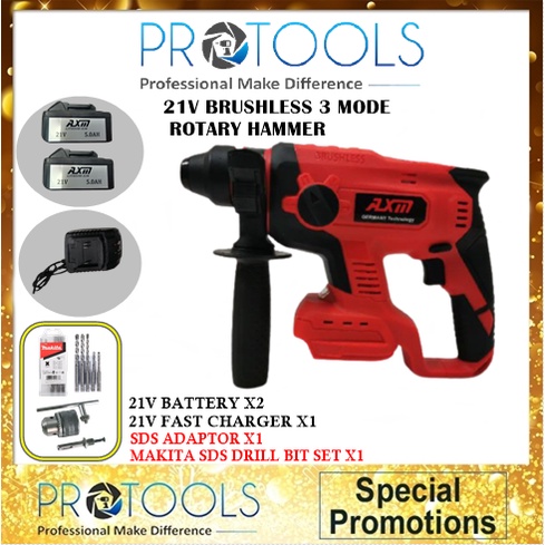 PROTOOLS MAKITA AXM-226 21V BRUSHLESS 3 MODE ROTARY HAMMER COMBO DEAL ...