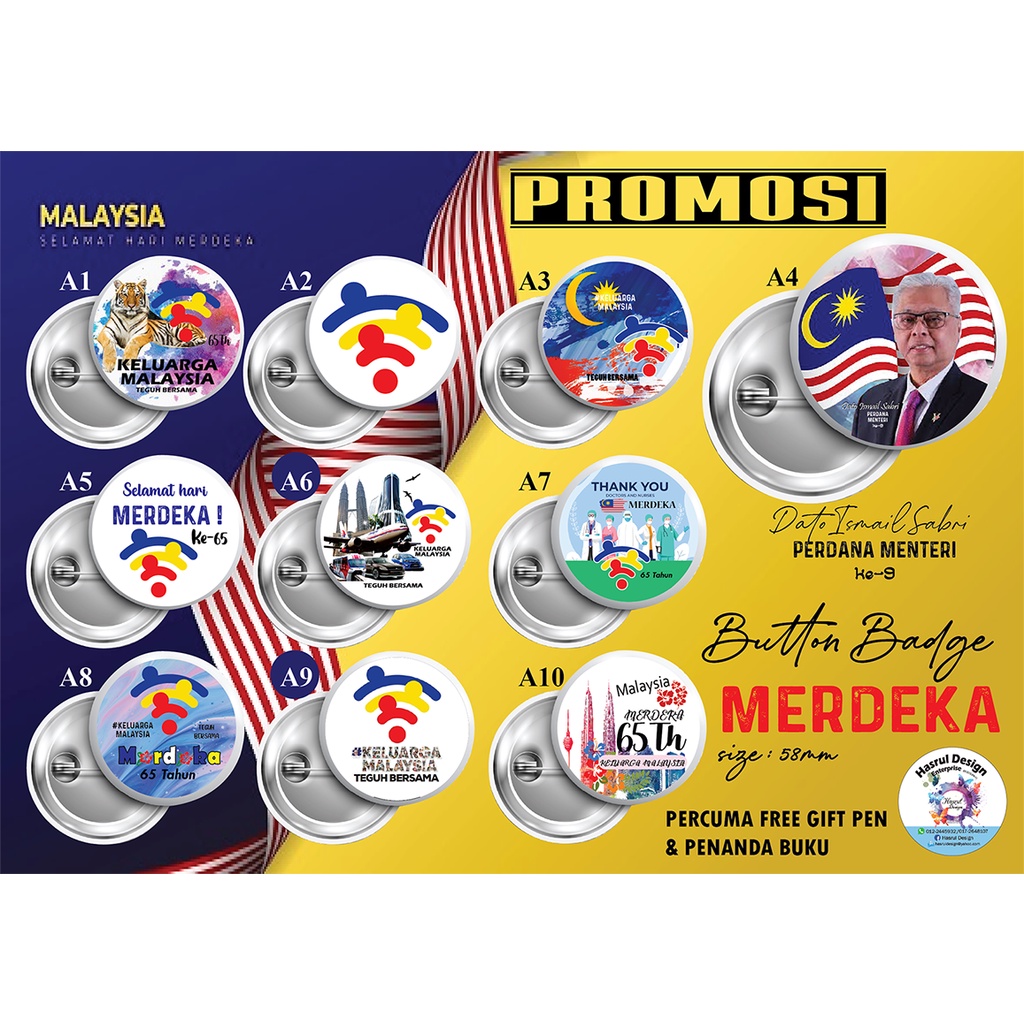 BUTTON BADGE PIN EDISI MERDEKA 58MM SIZE | Shopee Malaysia