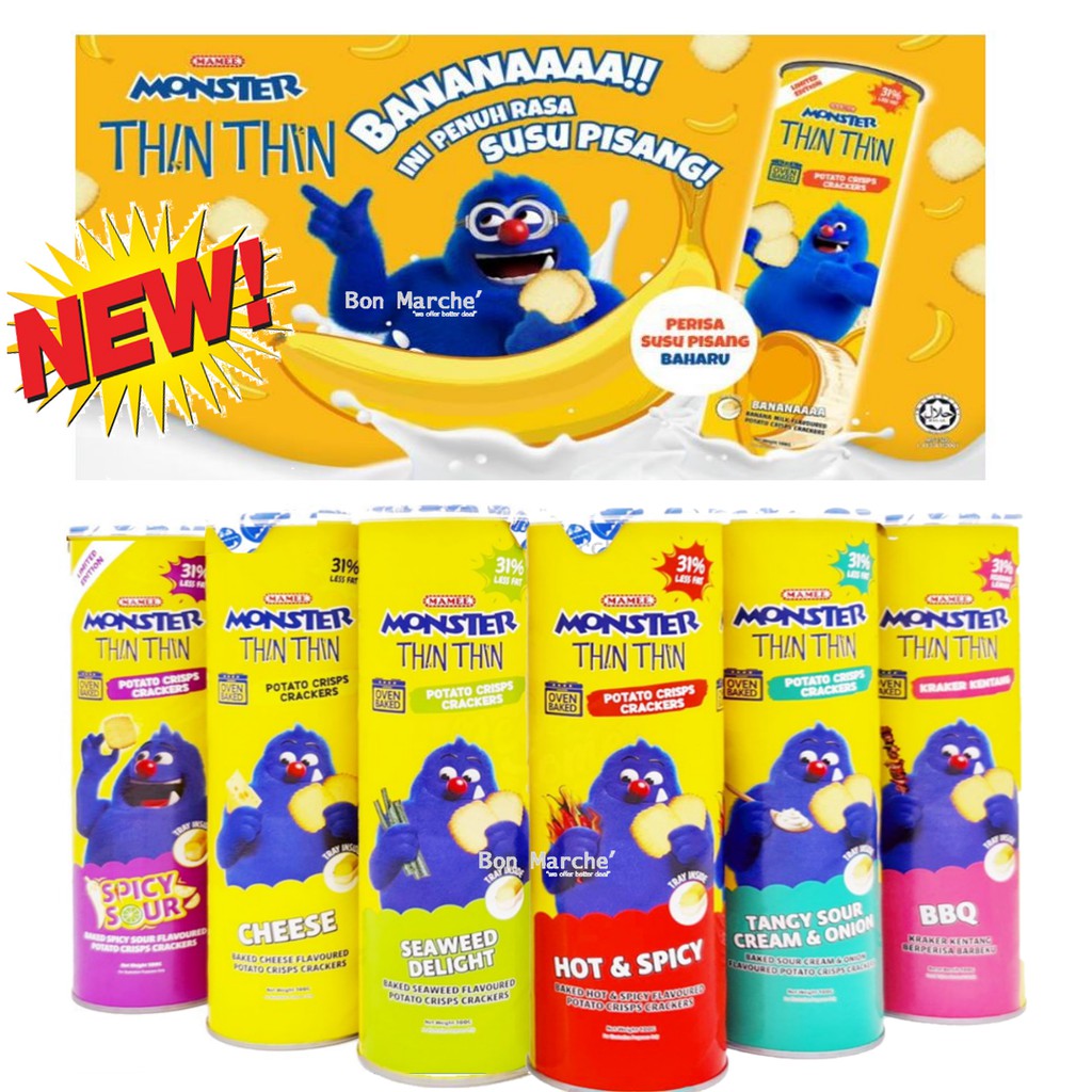 Mamee Monster Thin Thin (100g), all flavors. | Shopee Malaysia