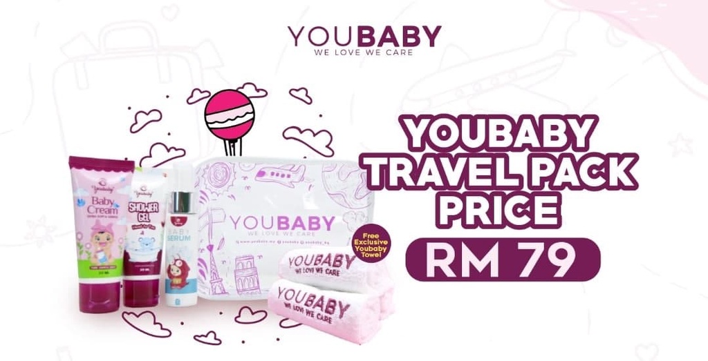 [4 FREEGIFT] YOUBABY 5in1 Baby Bath Travel Set With Bag Free Towel Mini ...