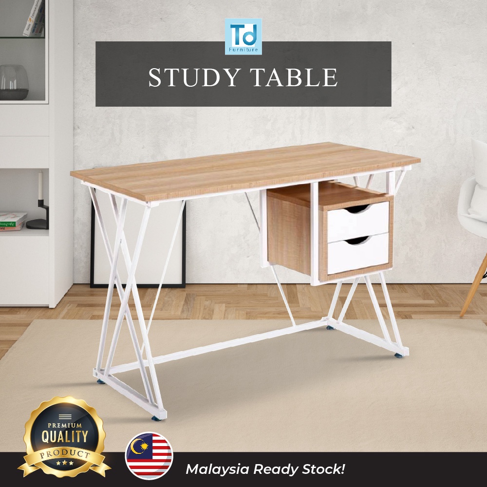 Muji Style Computer & Study Table (DIY Self-Assemble) / With 2 Drawer ...