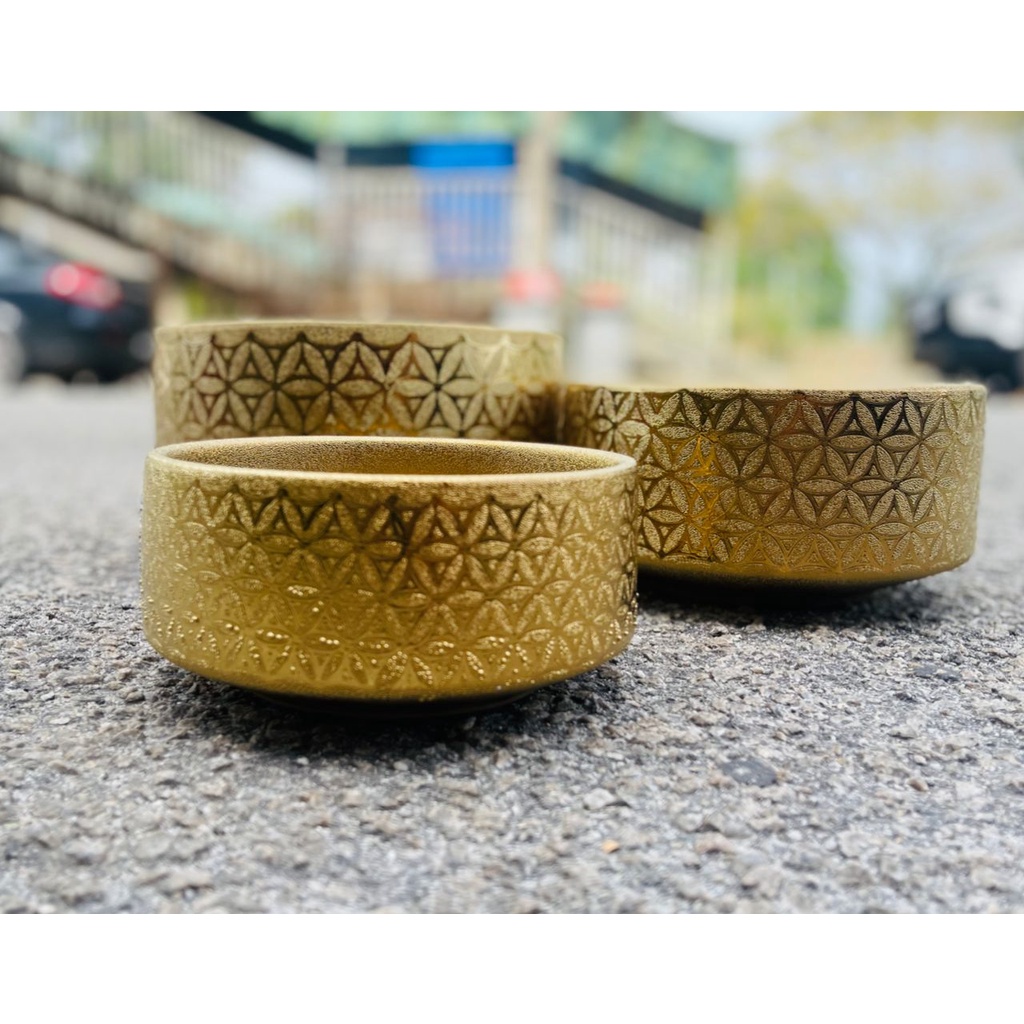 READY STOCK Golden Low Vase | Emas Pasu Leper Seramik || Ceramic Vase ...