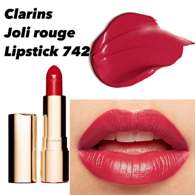 * Authentic * Clarins lipstick Color 742 Joli Rouge 1.5g Travel Size ...