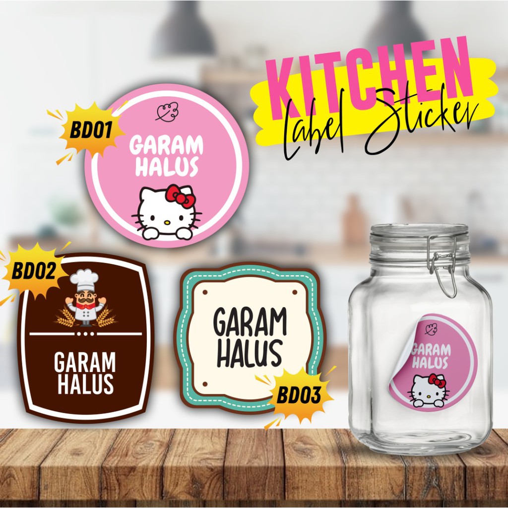 STIKER DAPUR / STIKER LABEL BARANGAN DAPUR (BOLEH EDIT / EDITABLE ...