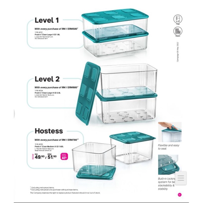 ReadyStock Tupperware May2022 Level Set Fresh n’ Clear Large | Shopee ...