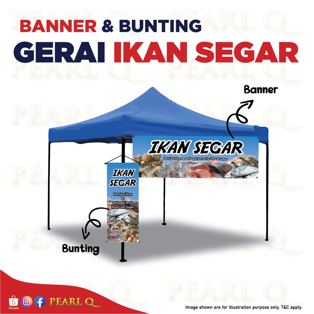 Banner Gerai Pasar Basah Kedai Ikan Segar Pelbagai Jenis Hasil Laut ...
