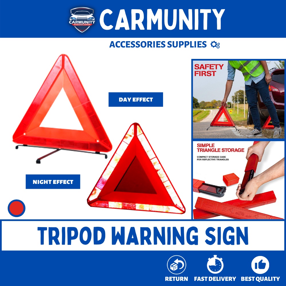 Segi Tiga Kecemasan/Car Tripod Warning Sign Foldable Triangle Emergency ...