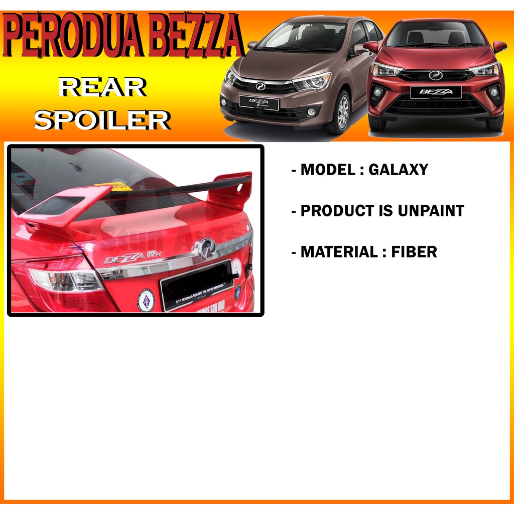PERODUA BEZZA 2016-2022 REAR TRUNK SPOILER DUCKTAIL GLASS SPOILER (GEAR ...