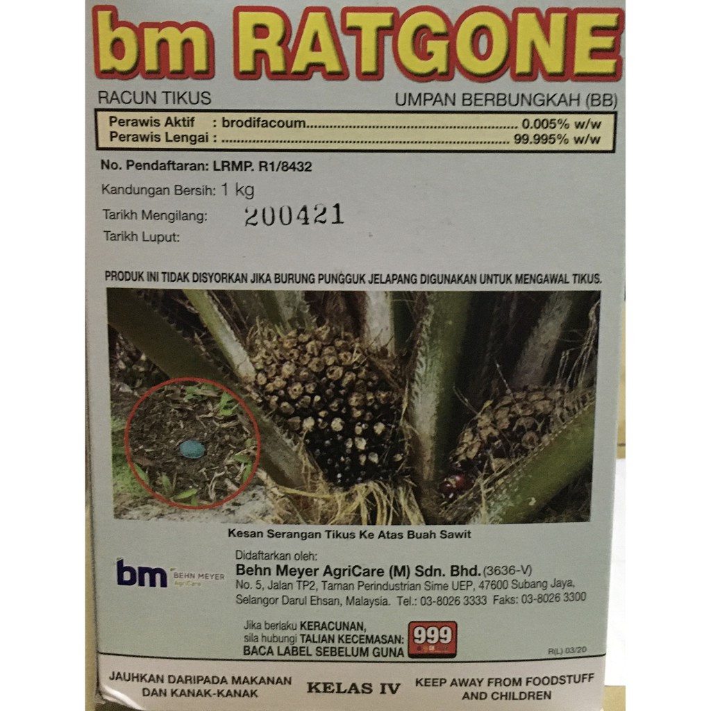 * ORIGINAL * BM Ratgone 1kg / racun serangga / tikus / brodifacoum ...