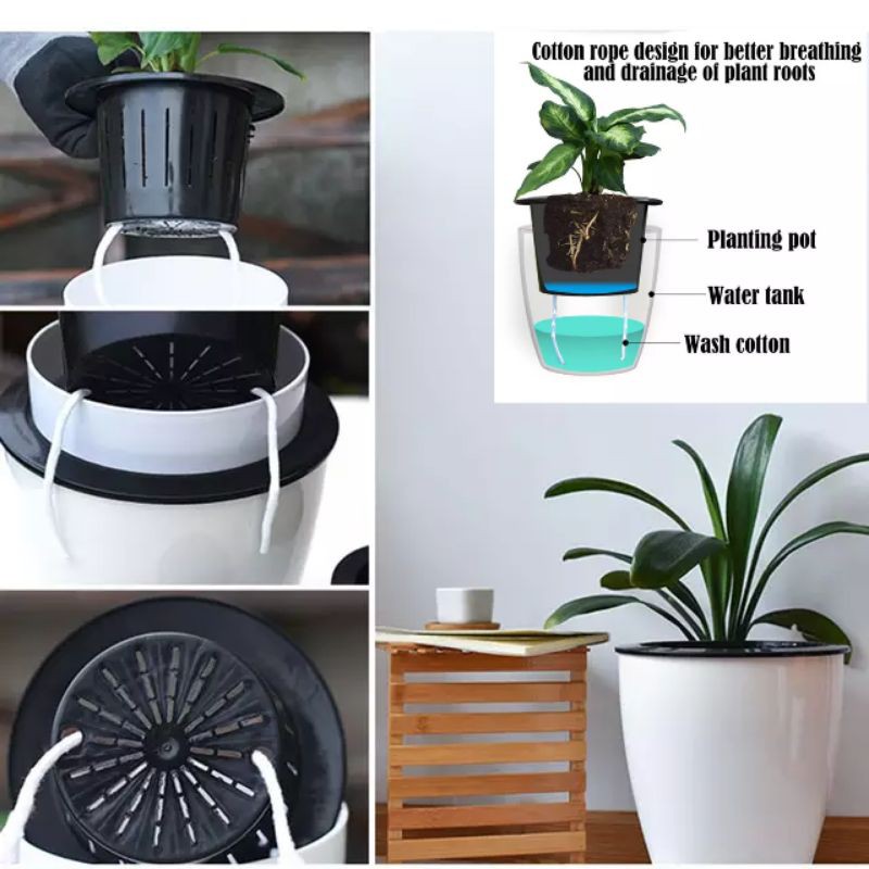 Plastic Flower Pot Automatic Water Absorption For Hydroponic Plant ...