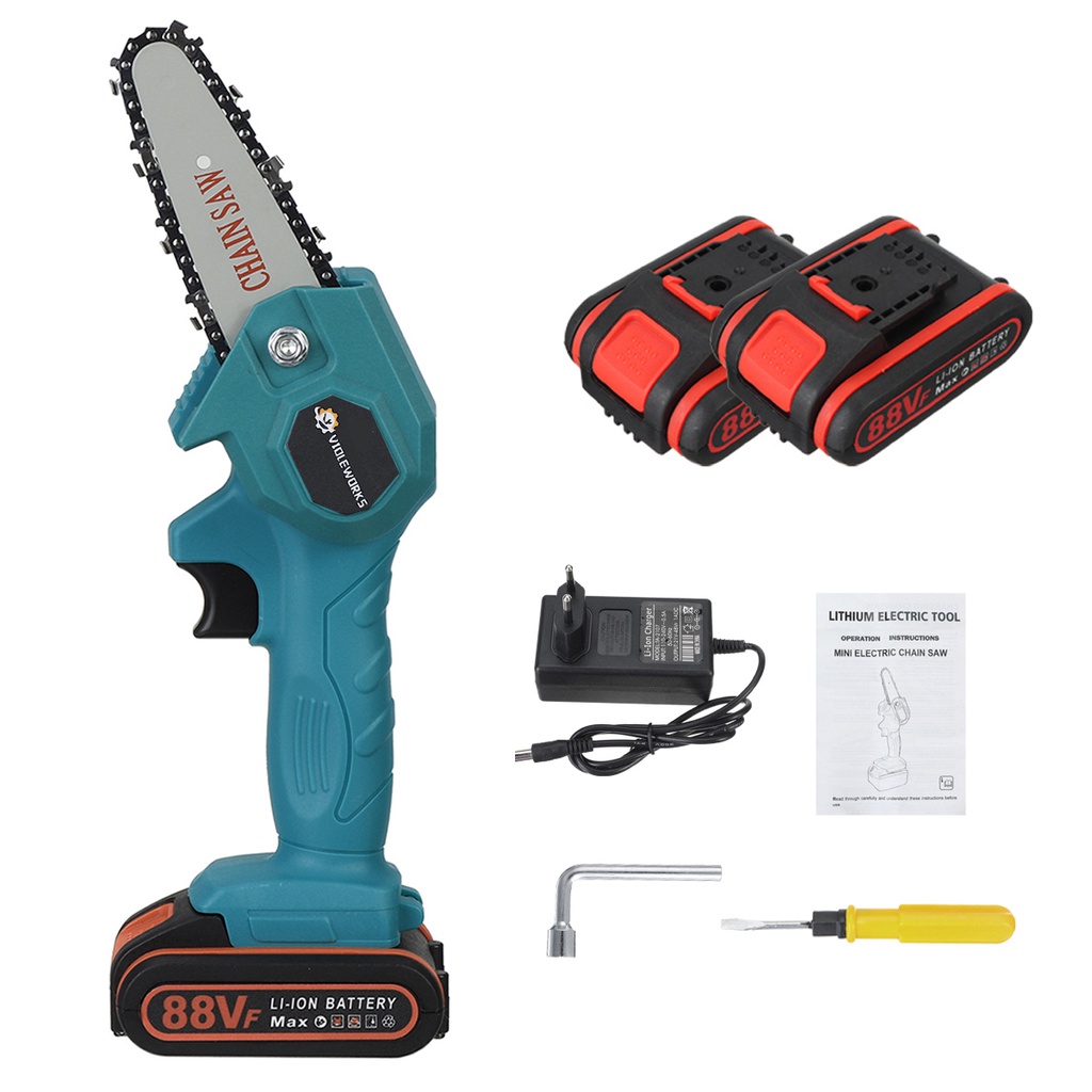 Drillpro 4'' 88VF Cordless Electric Chain Saw 1200W One-Hand ...