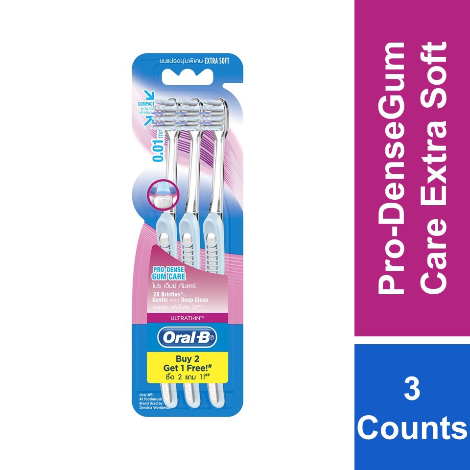 Oral-B® UltraThin Pro-Dense Gum Care Manual Toothbrush 3 Count | Shopee ...