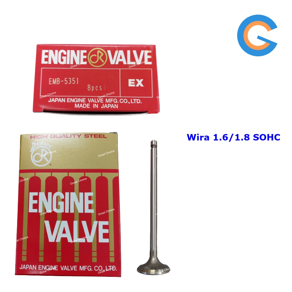 Engine Valve EX Wira 1.6/1.8 SOHC 8pcs DOKURO Japan PROTON MD162616 EMB ...