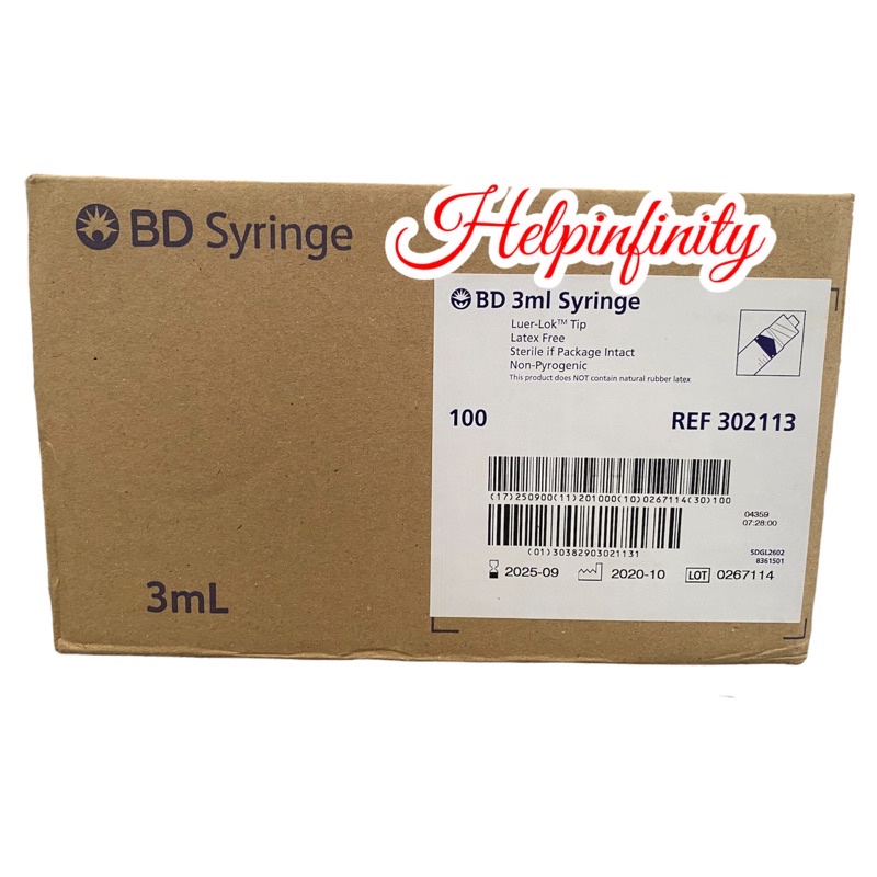 BD 3ml Syringe Luer-Lok Tip 100s (REF 302113) | Shopee Malaysia