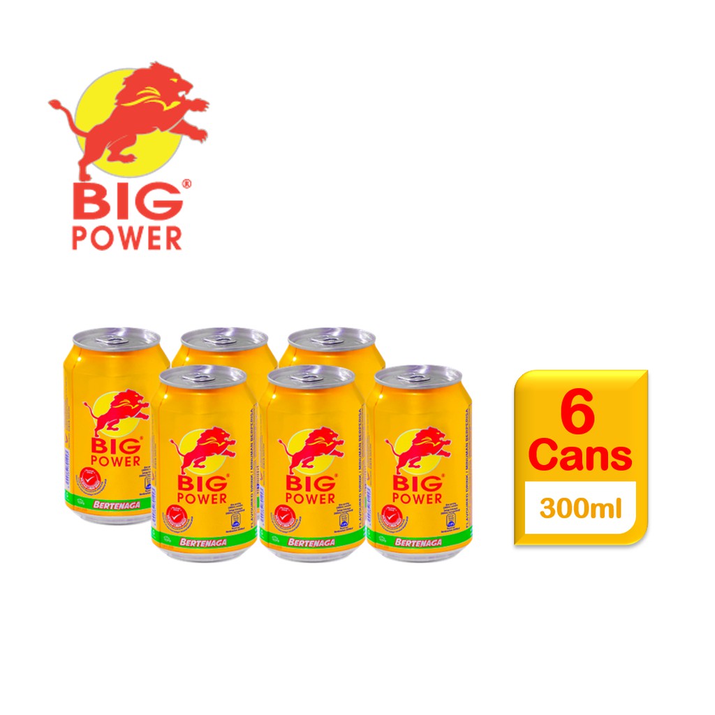 6 Cans Big Power Energy Drink 300ml | Low Sugar | Non-Carbonated ...