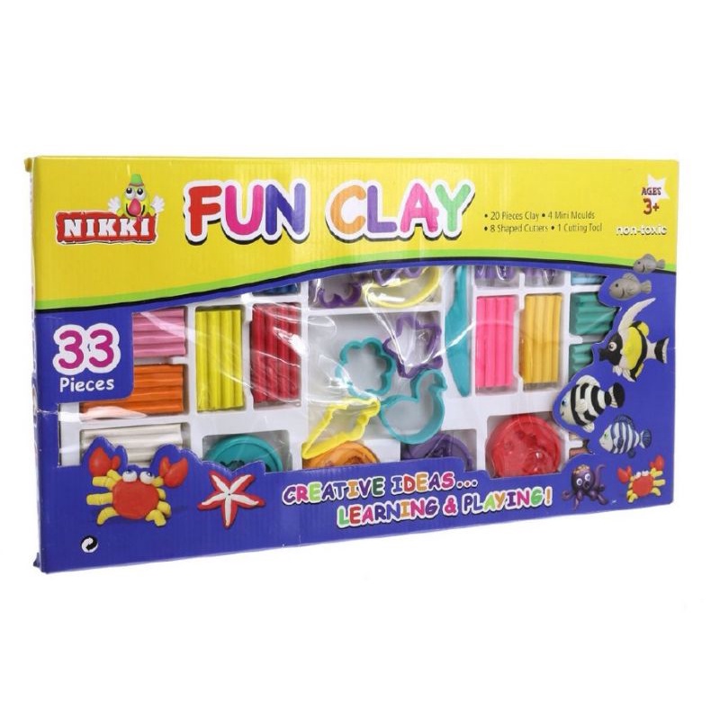 NIKKI 33-PIECES FUN CLAY MODELLING CLAY SET WITH ACCESSORIES | Shopee ...