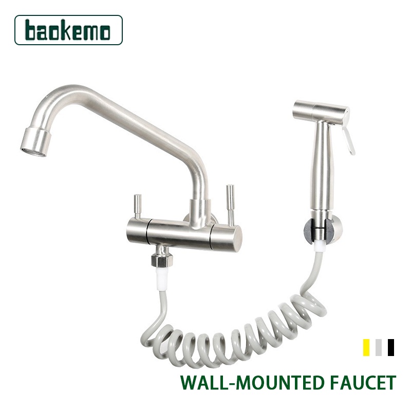 304 Stainless Steel Faucet Wall-Mounted Single-Cold Quick-Opening ...