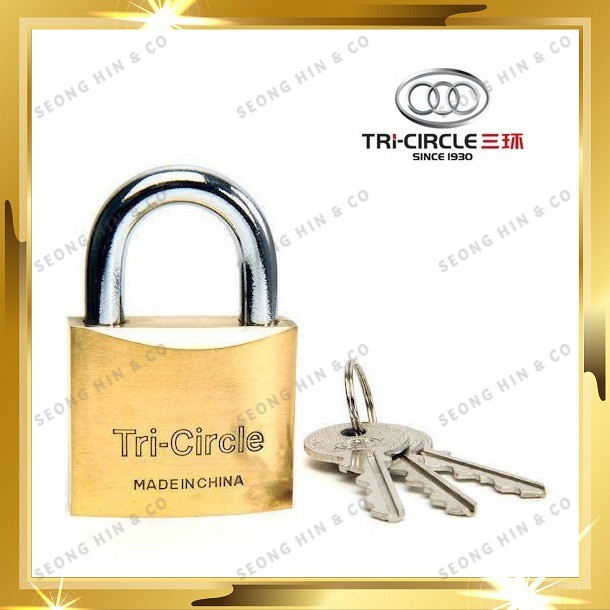 Tri-Circle 75mm Brass Padlock / Kunci Mangga Tri Circle Padlock ...