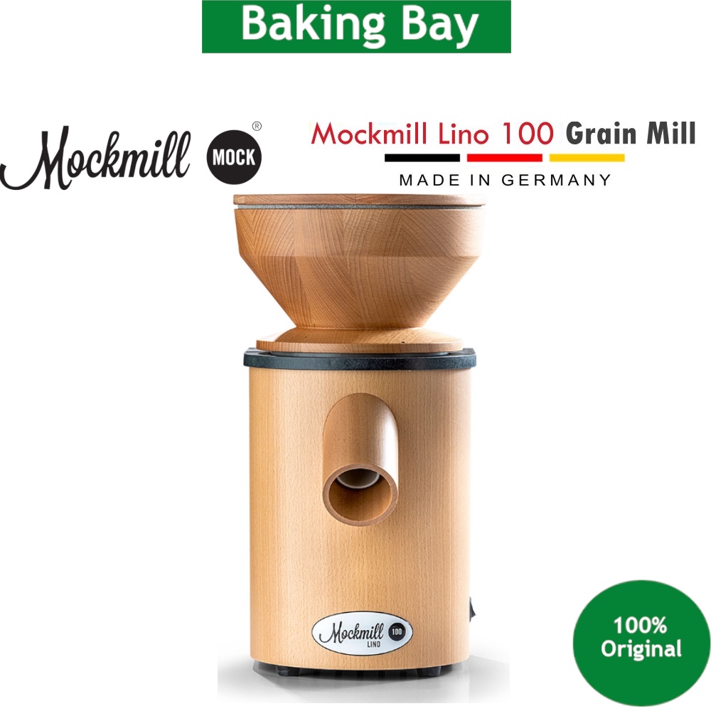 MOCKMILL Lino 100 Grain Mill with Wood Housing for Rye Spelt Wheat Oat ...