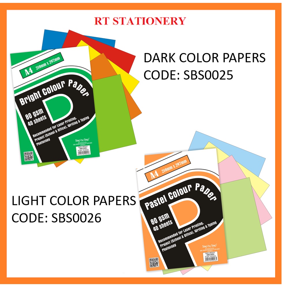 SBS Light Colour Paper A4 80gsm 40 Sheets (5 Mix Colours) SBS 0026 ...