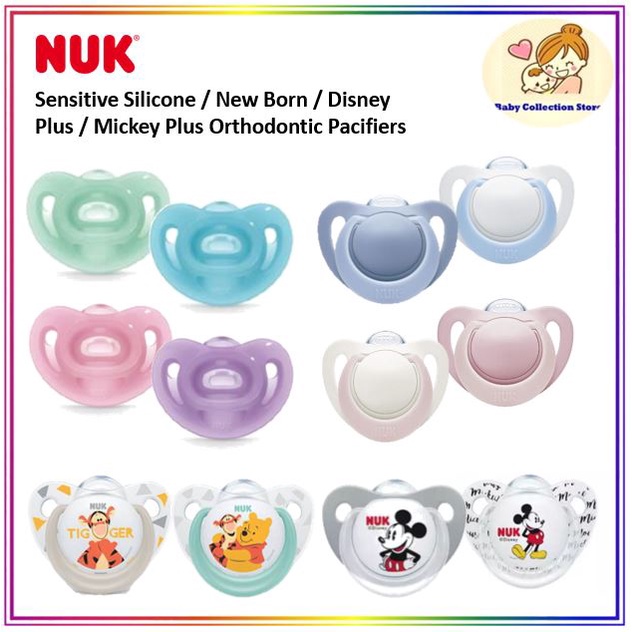 NUK Sensitive 100% Silicone Orthodontic Pacifiers / New Born / Disney ...