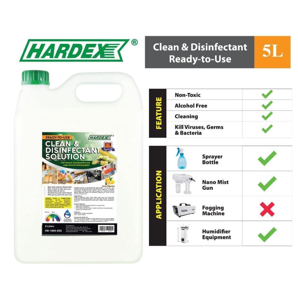 Hardex Clean & Disinfection Solution For Nano Mist Gun ,Bottle Sprayer ...