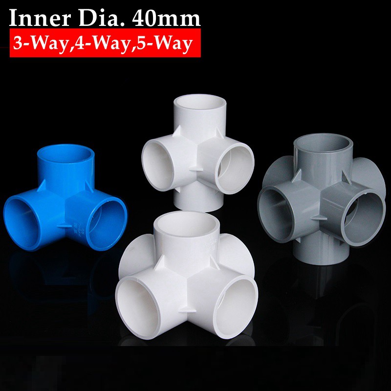 2pcs Inner Dia. 40mm PVC Pipe Connectors Water Supply PVC Joints ...