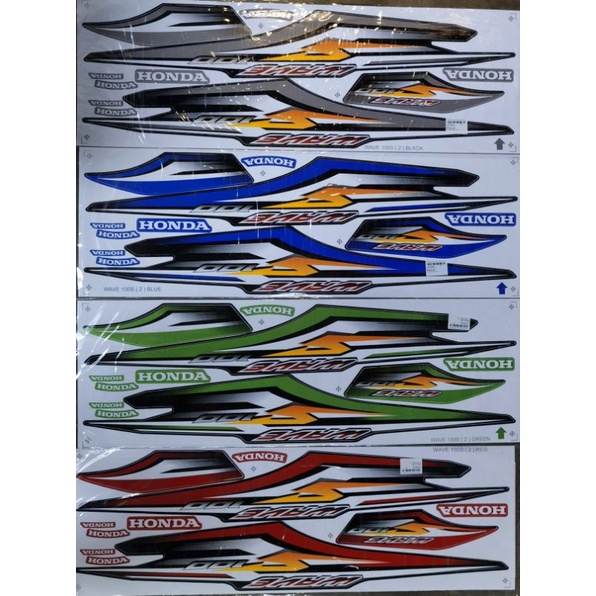 WAVE 100 R / WAVE100 S ( Siam ) (2) Body Sticker Black / Red / Blue ...