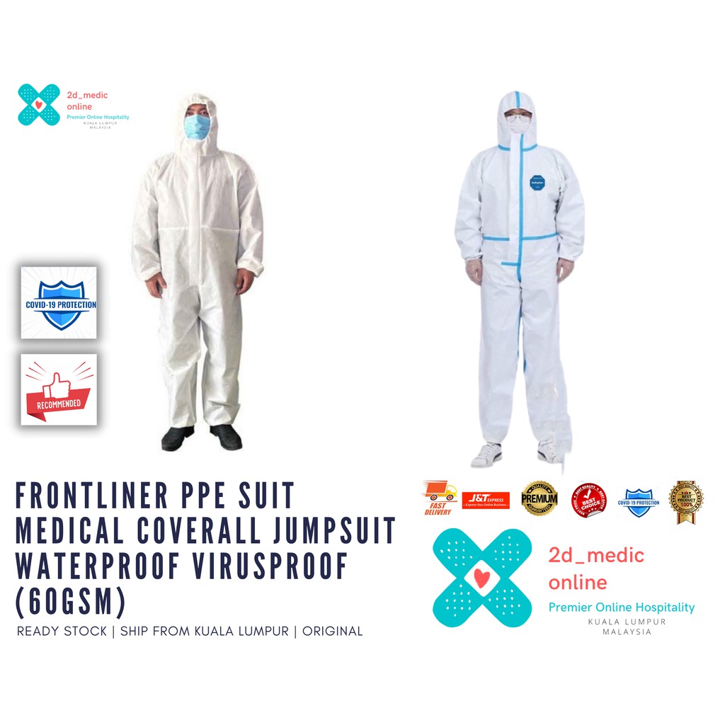 FrontLiner PPE Suit Medical Coverall Jumpsuit Waterproof VirusProof ...