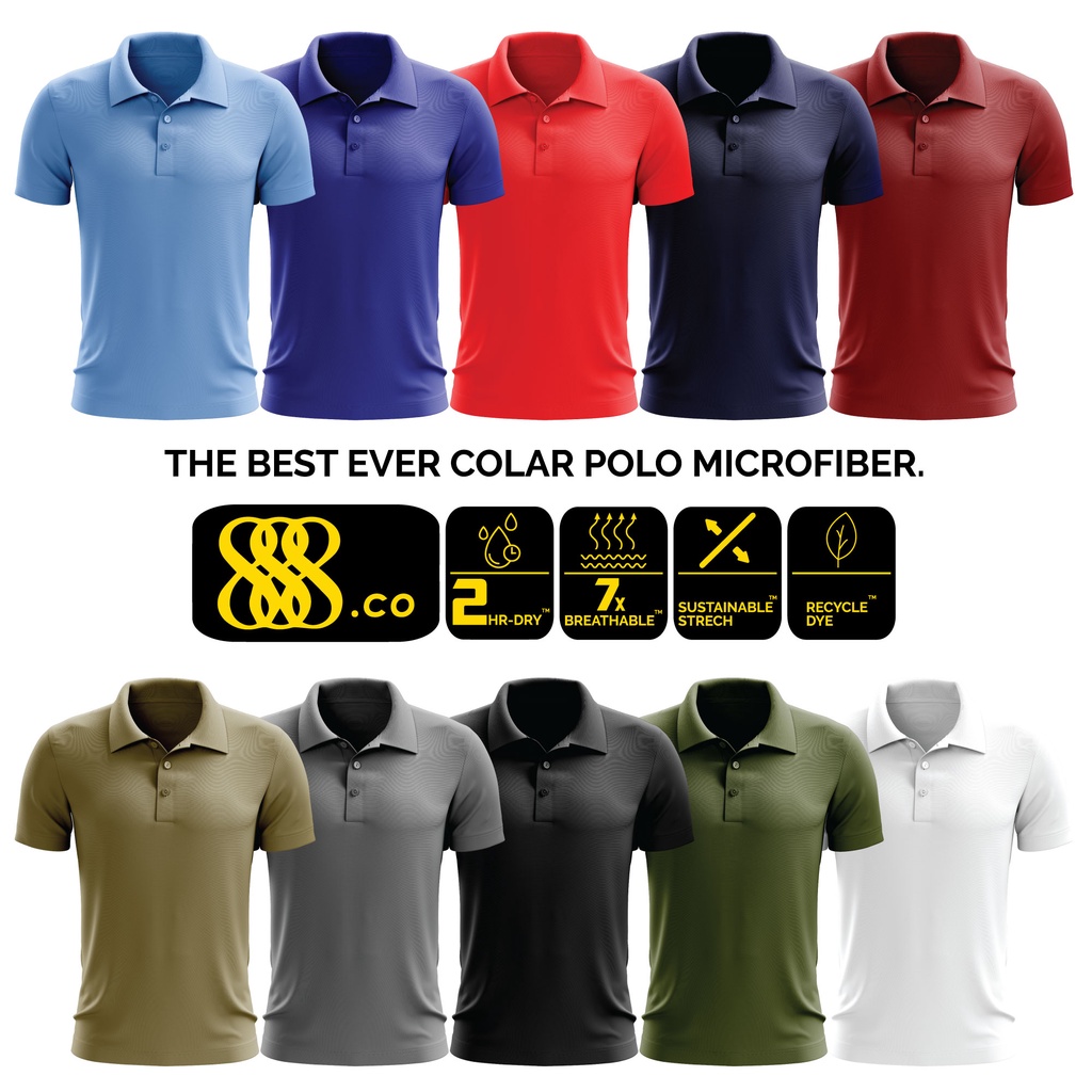 888.CO MICROFIBER POLO COLAR T-SHIRT (FAST-DRY/COOL-MAX) ANTI-BACTERIA ...