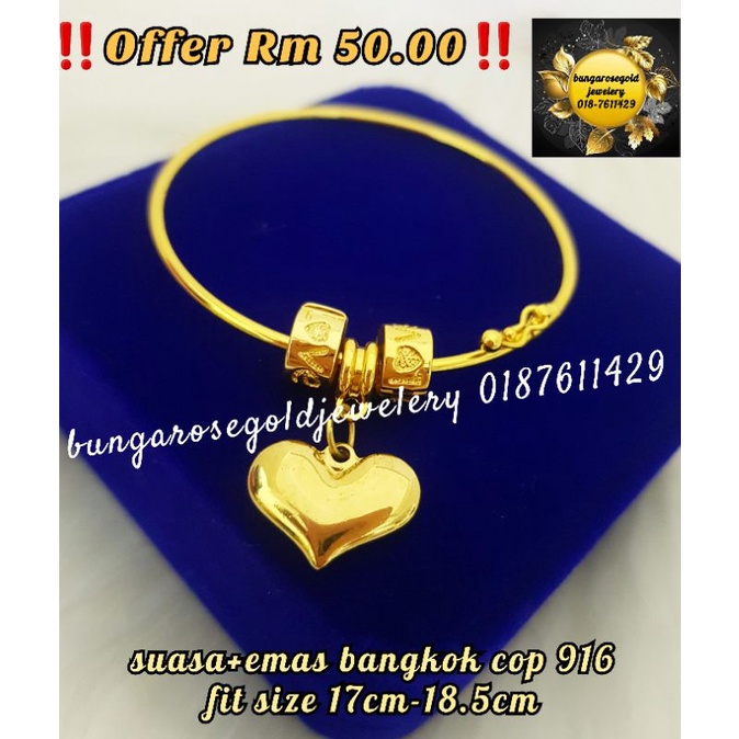 🔥Bangle+Charm+Beads Cop 916 Suasa+Emas Bangkok Cop 916🔥💯designcopyori💯 ...