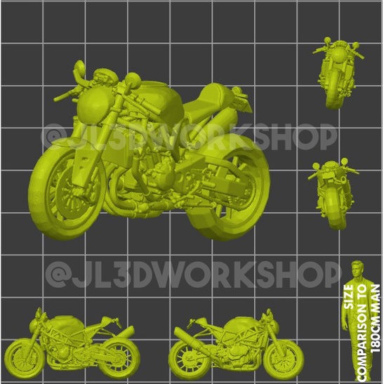 Jl3d Motorcycle Scale 1/64 Honda CBR-600 Custom Bike Hotwheels Mini GT ...