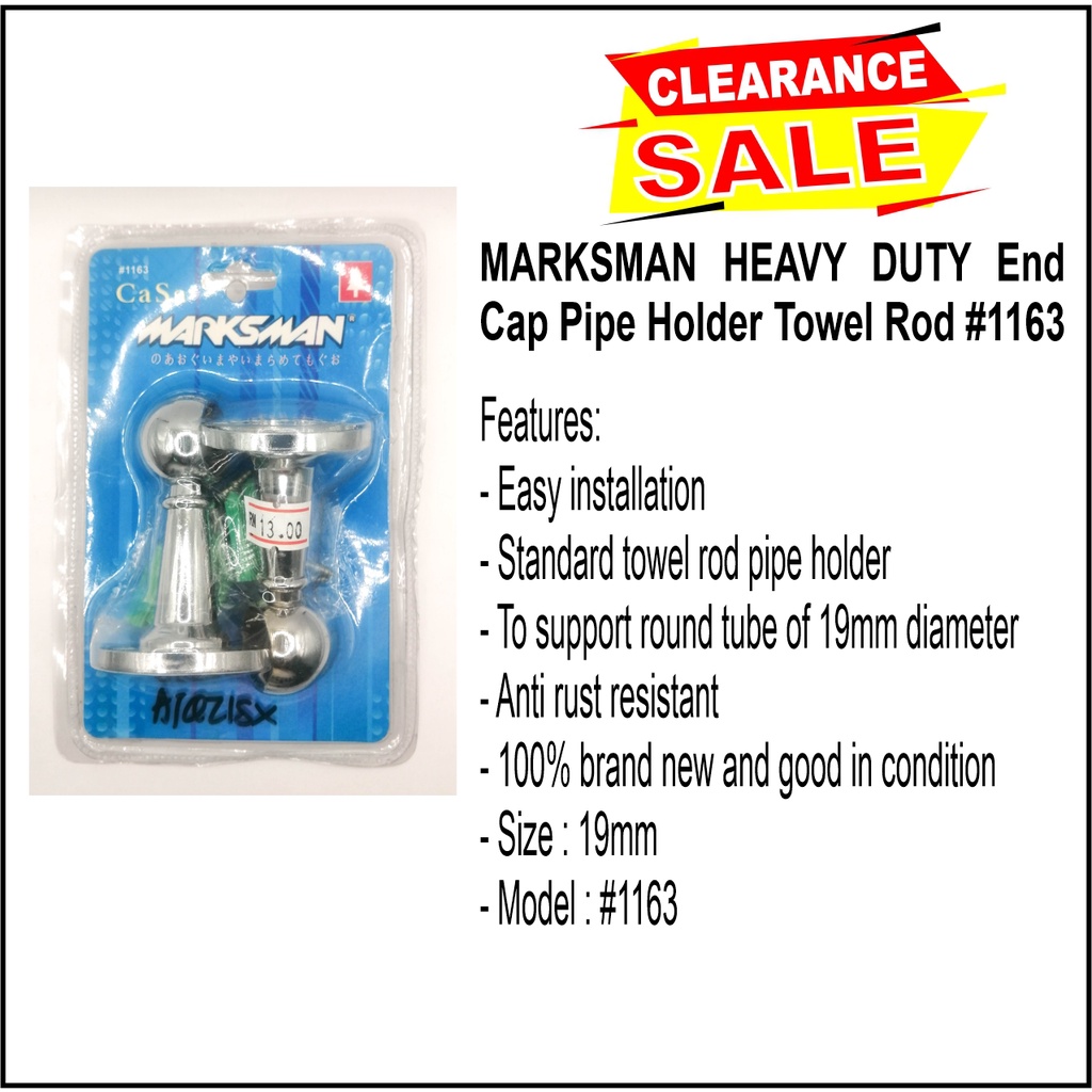 MARKSMAN HEAVY DUTY End Cap Pipe Holder Towel Rod HOLDER Bracket ...