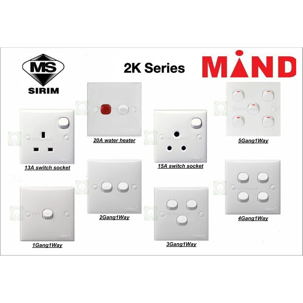 MIND 2K Series 13A & 15A Socket, 1Gang to 5Gang, Water Heater ...