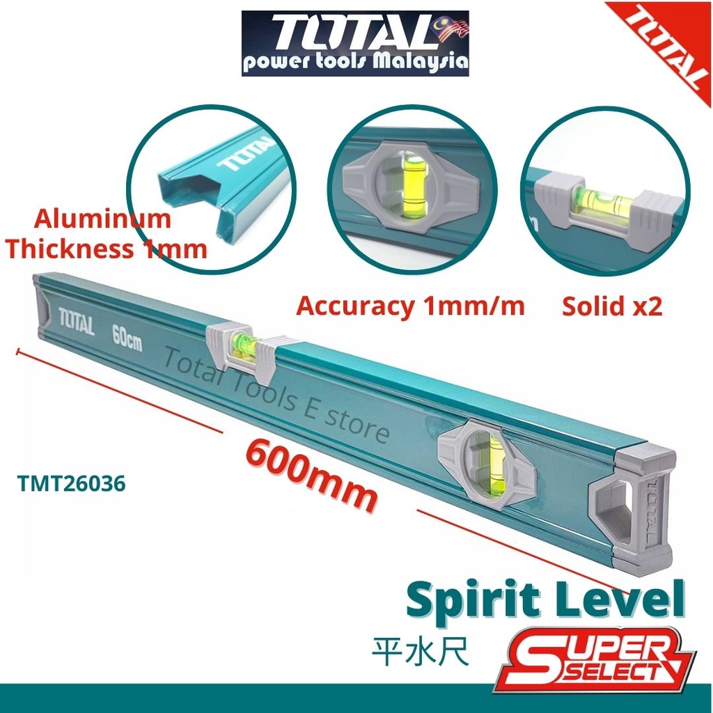 TOTAL Spirit Level / Water Level 平水尺 - TMT24036 [400mm] / TMT26036 ...