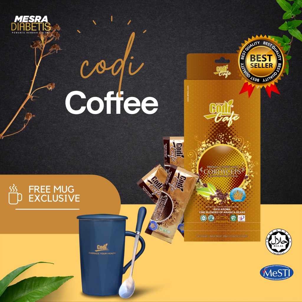 CODI CAFE Kopi Arabica + Cordyceps (23 sachet) + FREE EXCLUSIVE MUG ...