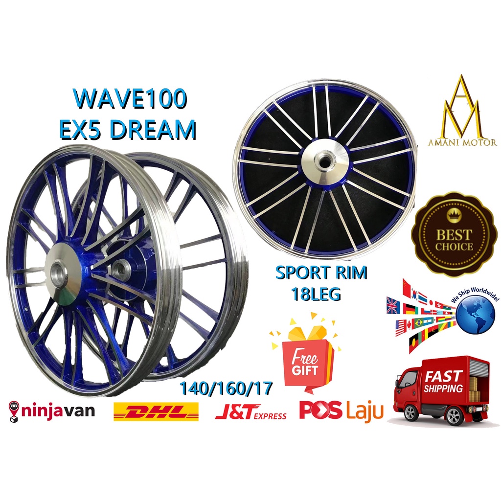 SPORT RIM 18LEG DESIGN WAVE100/EX5DREAM PNP [FREE BEARING] | Shopee ...