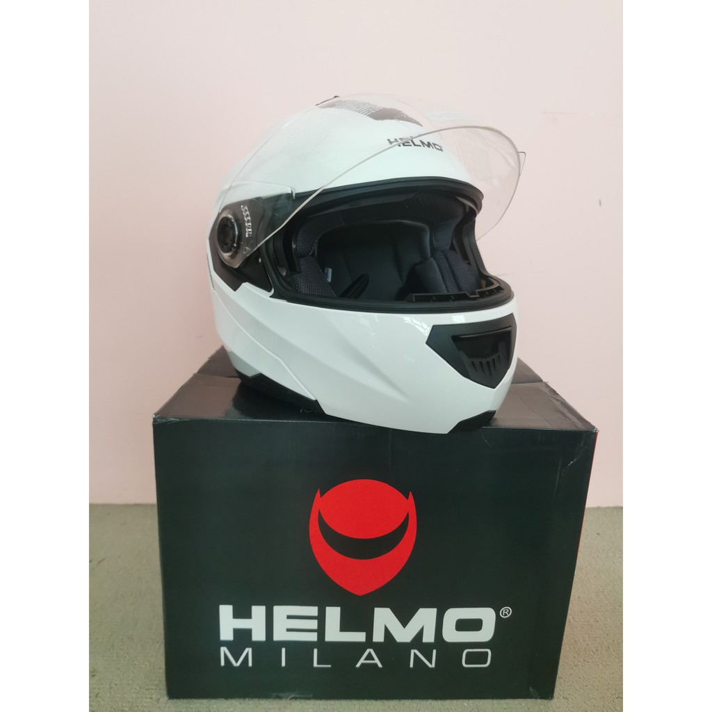 HELMO MILANO WHITE FULL FACE DOUBLE LIFT HELMET | Shopee Malaysia