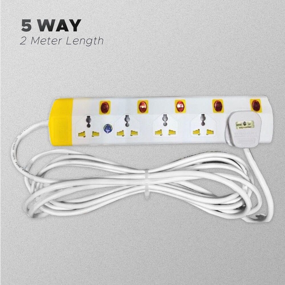 2 METER 3W/4W/5W UNIVERSAL MULTI EXTENSION TRAILING SOCKET EXTENSION ...