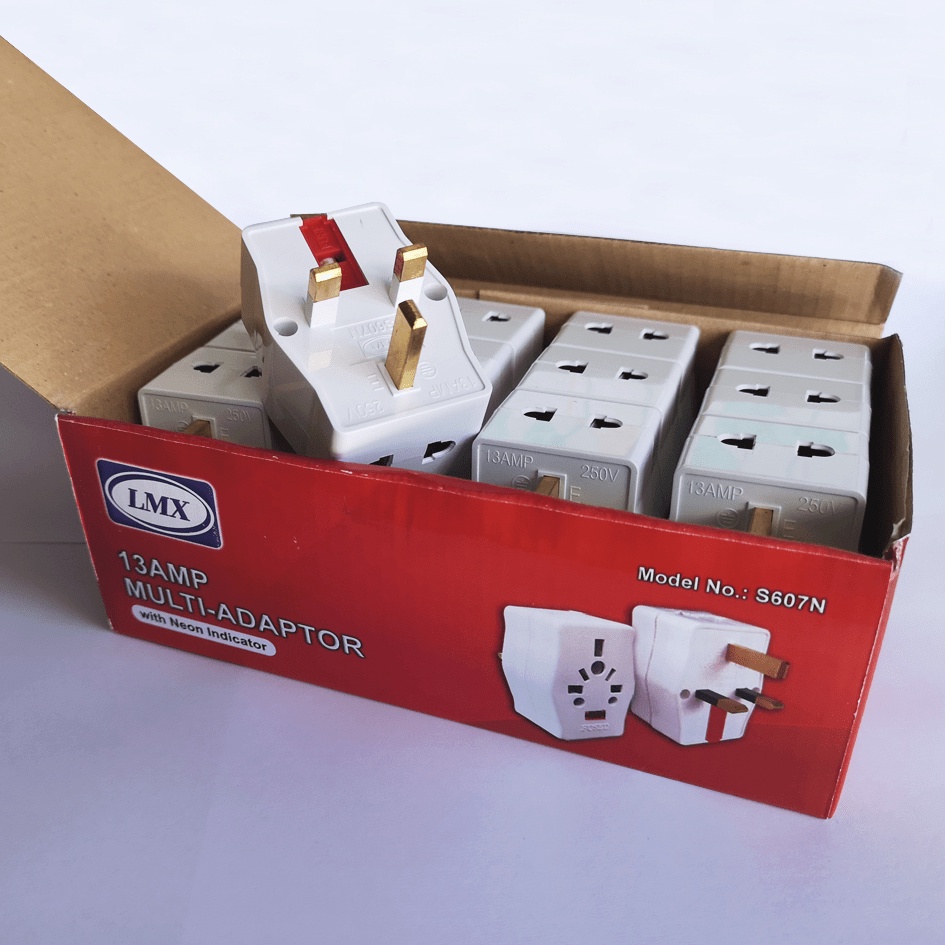 LMX 3 Way Multi pin Adaptor with Neon Light 13A Adapter Plug Extension ...