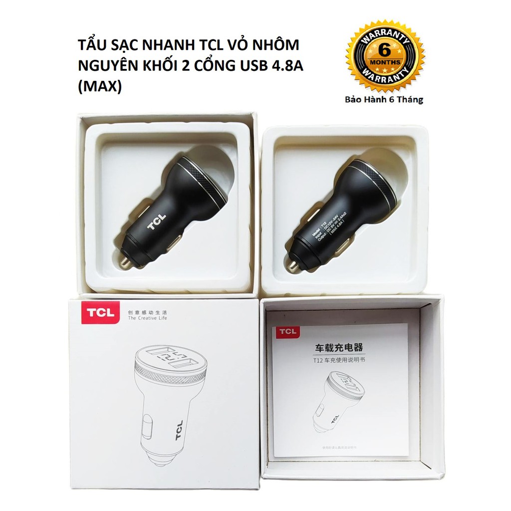 "TCL fast charger with black solid aluminum case displays both car ...
